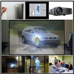 Self Adhesive 3D Holographic Transparent Rear Projection Film For Shop ...